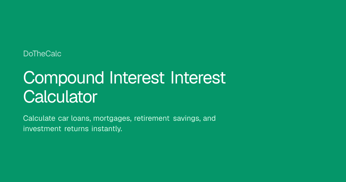 Compound Interest Interest Calculator - Calculate Investment Growth ...